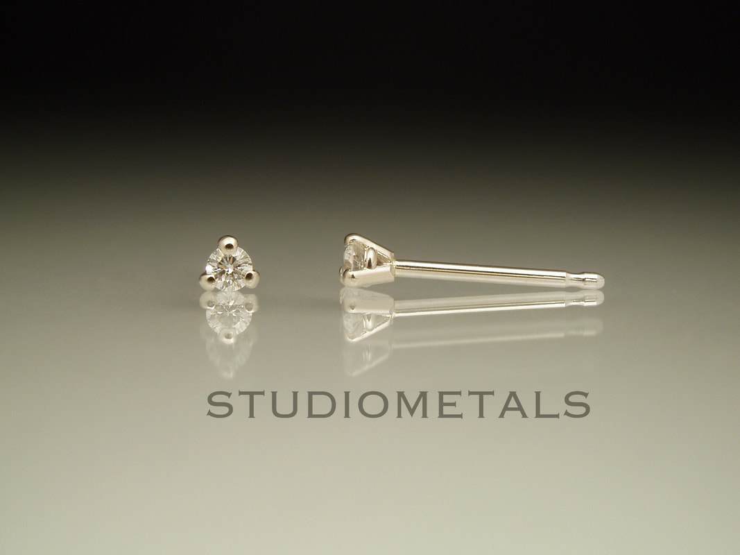 Tiny 2mm Diamond Earrings - STUDIOMETALS